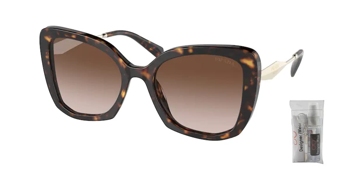 Prada PR03YS 2AU6S1 53MM Tortoise/Brown Gradient Cateye Sunglasses for Women + BUNDLE with Designer iWear Eyewear Kit