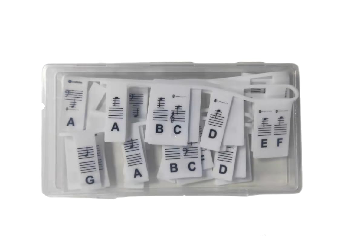 Removable Piano Notes Guide for Beginner, No Need Stickers, Silicone Piano Keyboard Note Labels for Learning, Piano Accessories for 88 Key Full-Size, With Box, Black