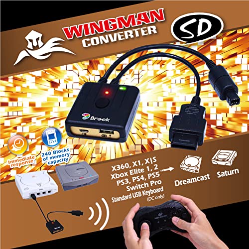 Mcbazel Brook Wingman SD Converter for Xbox 360/Xbox One/Xbox Elite 1&2/Xbox Series X&S/PS3/PS4/PS5/Switch Pro Controller to Sega Dreamcast & Saturn Console