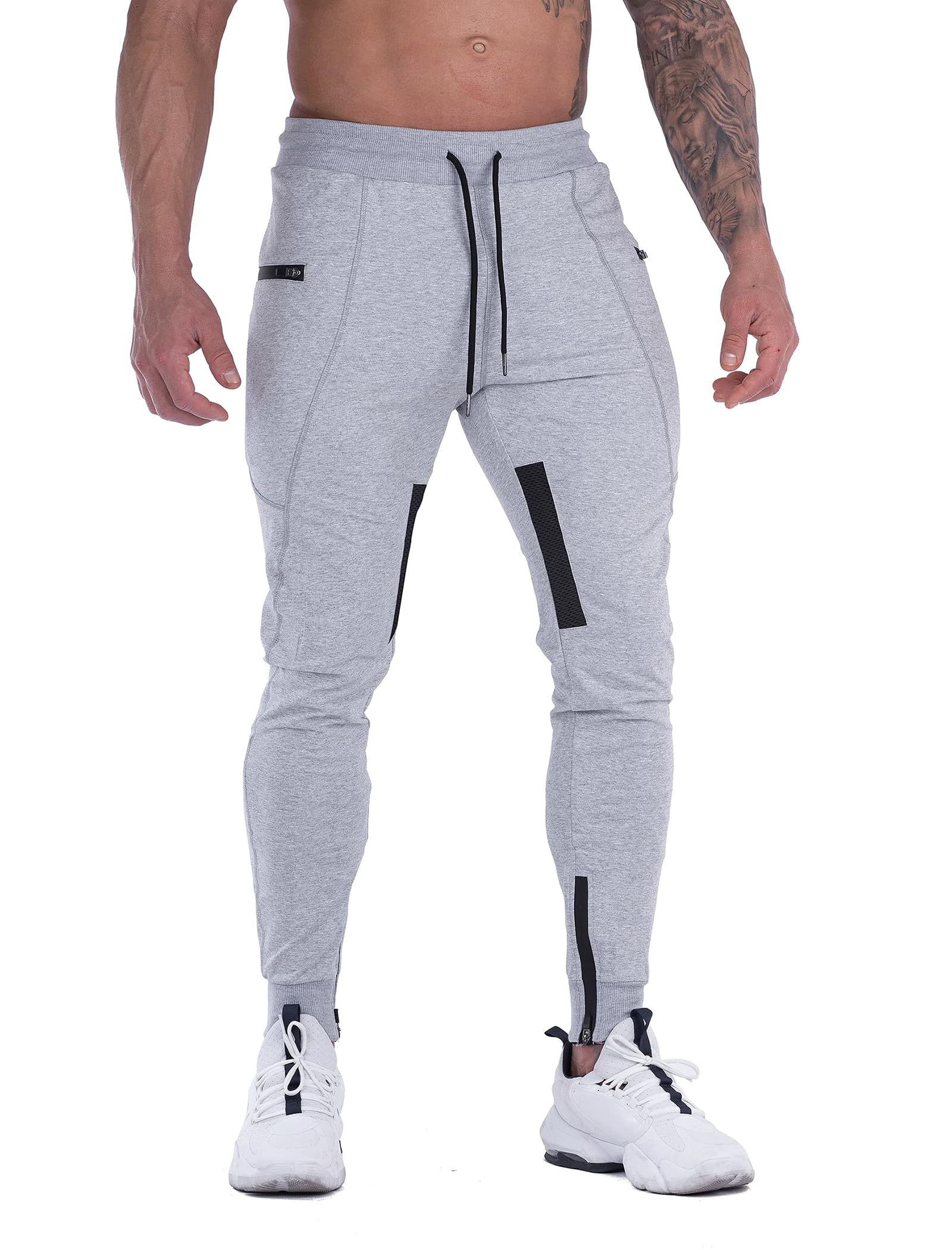MAIKANONG Mens Slim Joggers Sweatpants Tapered Gym Pants Casual Training Workout Pants Track Pant Light Gray
