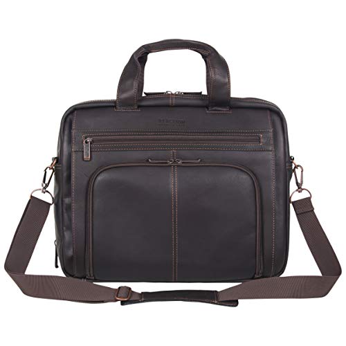 Kenneth Cole Reaction Full-Grain Colombian Leather Briefcase Expandable RFID 15.6" Laptop Computer Business Portfolio Shoulder Bag, Brown