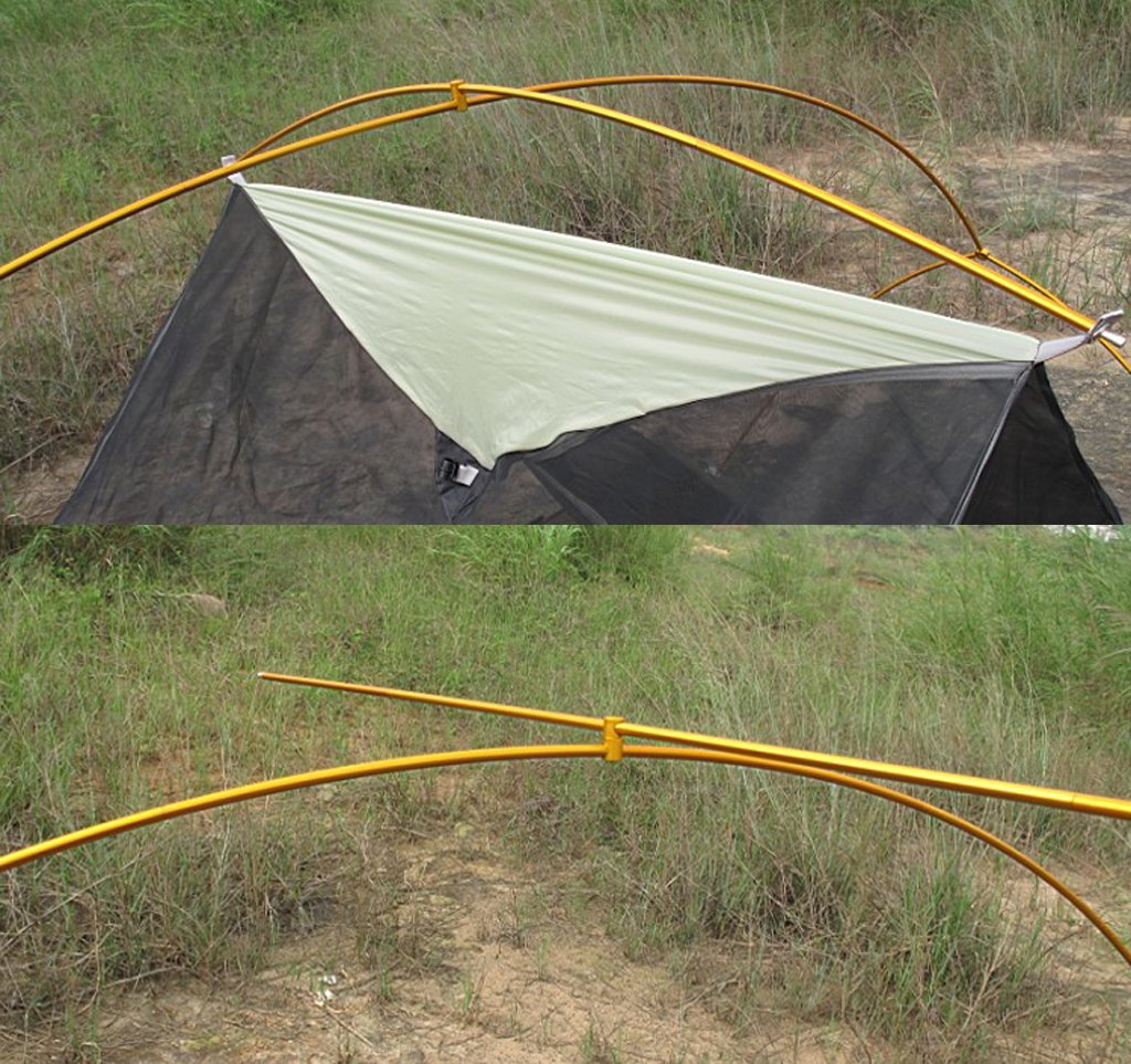 Kloware 360 Degree Gold Aluminum Alloy Camping Tent Pole Crossover Clamp Buckle 7mm
