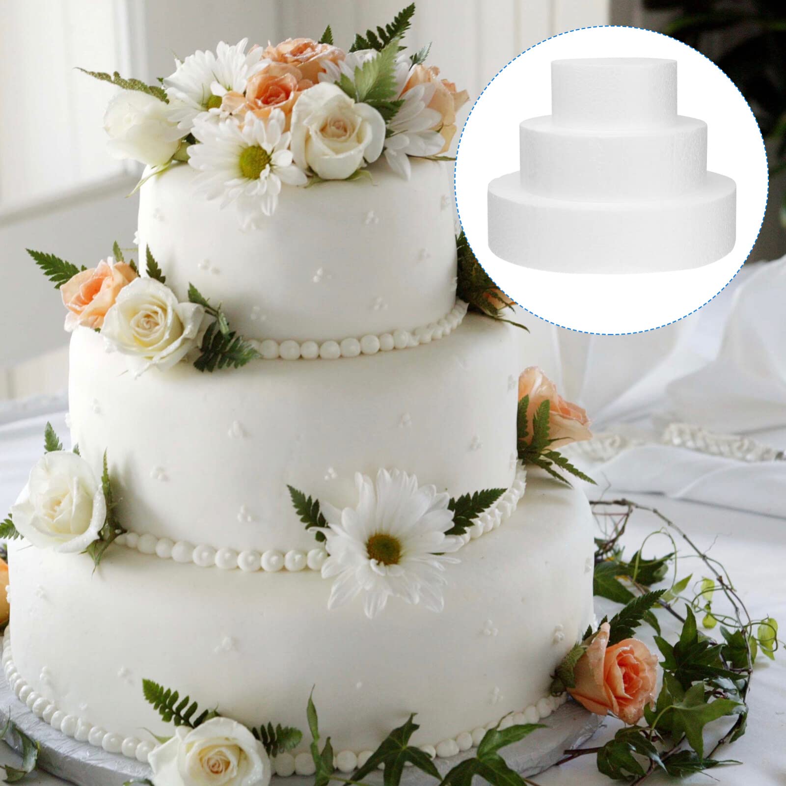 Luxshiny 3pcs Cake Foam Cake Stands Foam Cake Models Cake Forms Cake Rounds Dummy Foam Circles 12 Inch Cakedummies Practice Model Cake Pan Molds X4 Prosthetics Heart-shaped White