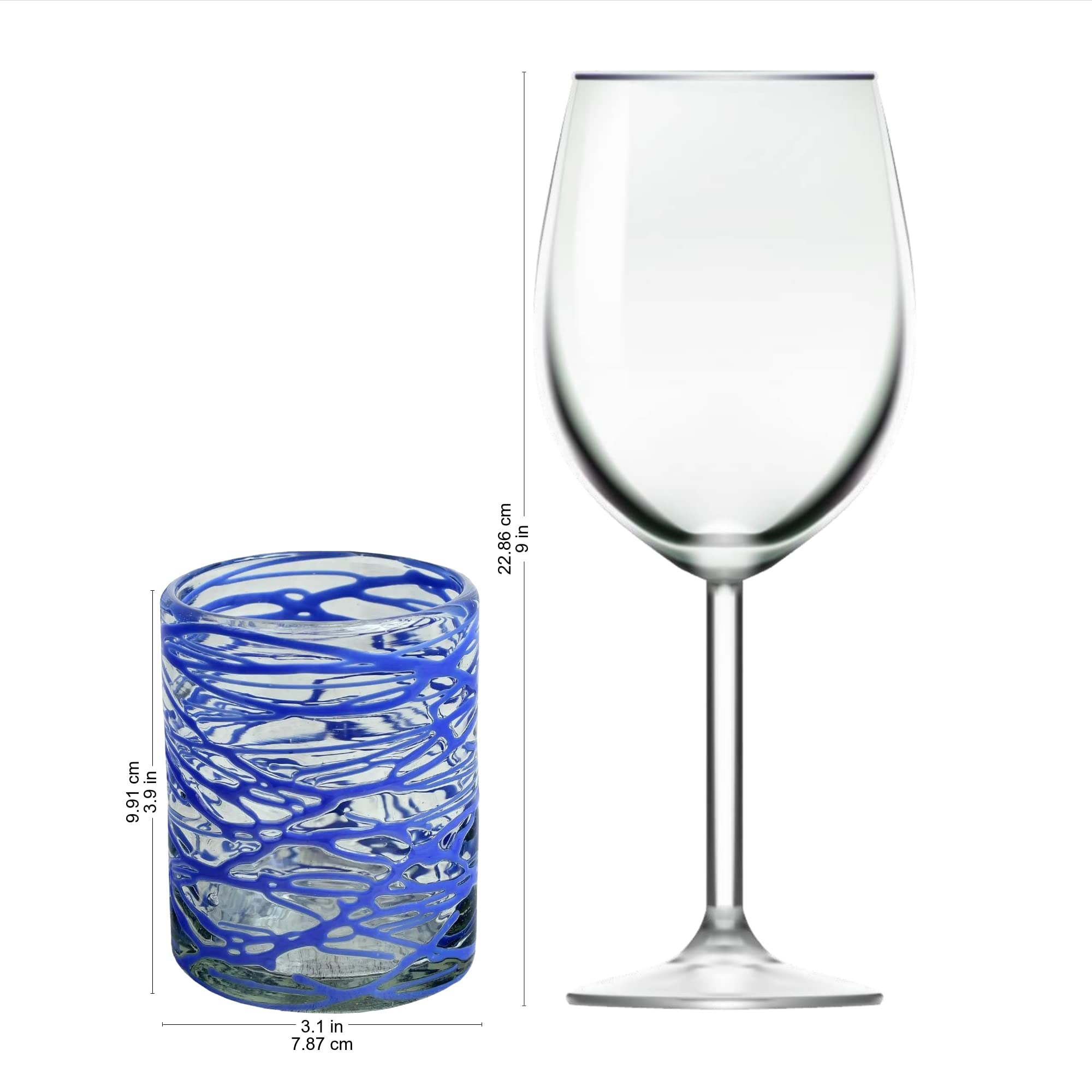 NOVICA Artisan Handblown Glass Rock Sapphire Blue Swirl Mexico Tableware Drinkware 'Sapphire Swirl'(Set of 6)
