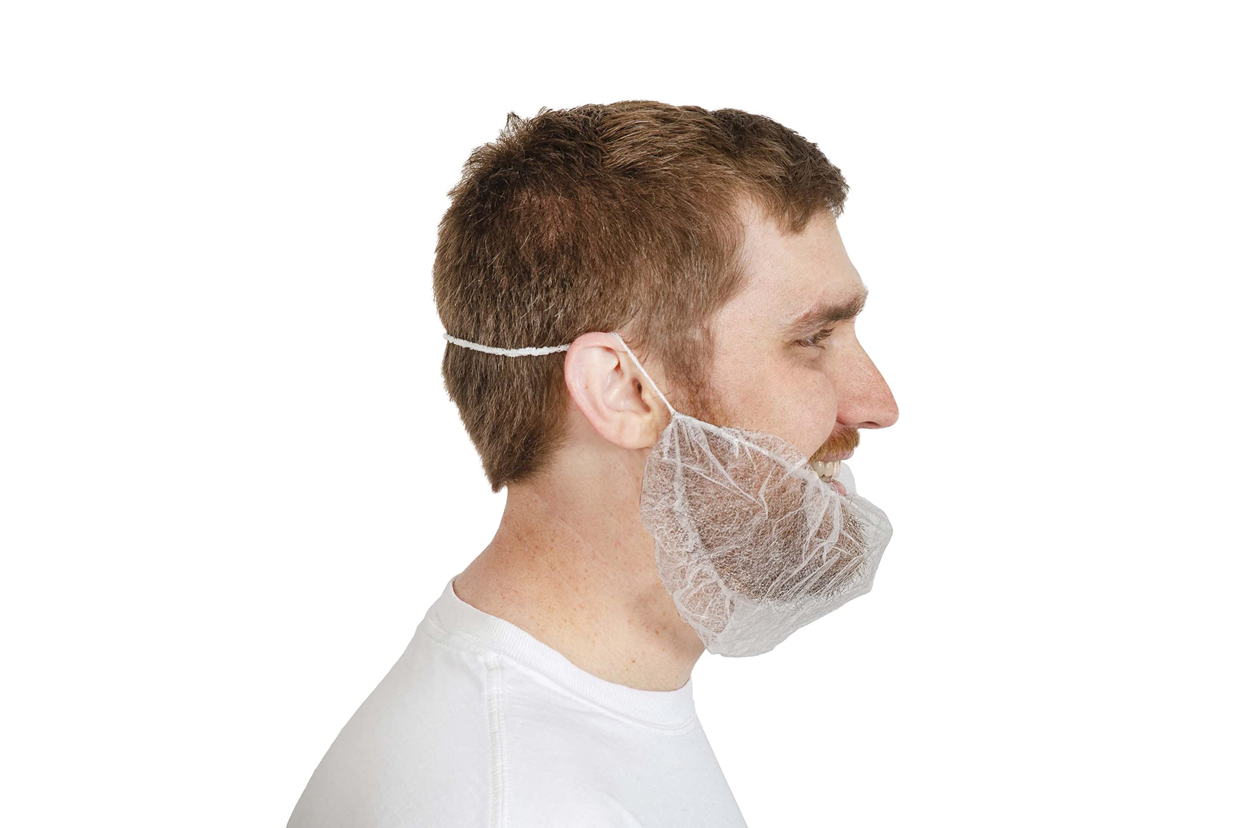 SAFEKO 100 Pack Beard Nets | 18" | White Disposable Beard Covers, Beard Net for Food Service, Cooking, Cleaning