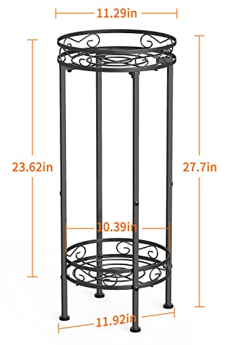 Skycarper 2 Tier Plant Stand Rack Organizer Indoor Outdoor Multiple Holder with Adjustable Height Rubber Stopper,Black
