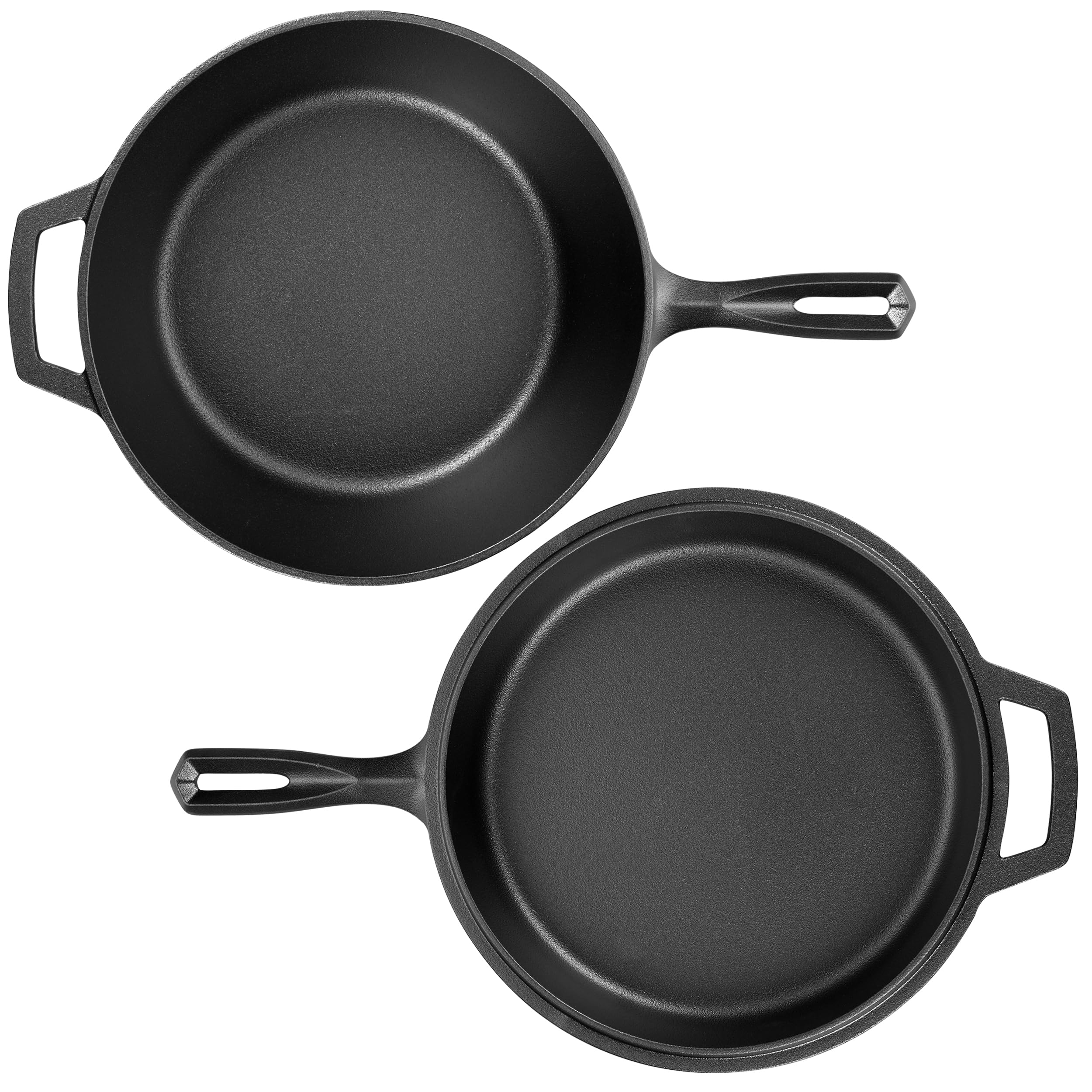 VORRINGARD Pre-seasoned Cast Iron Double Dutch Oven Pot with Skillet Lid, for Bread Baking, Outdoor, Campfire Cooking, 3 Quart