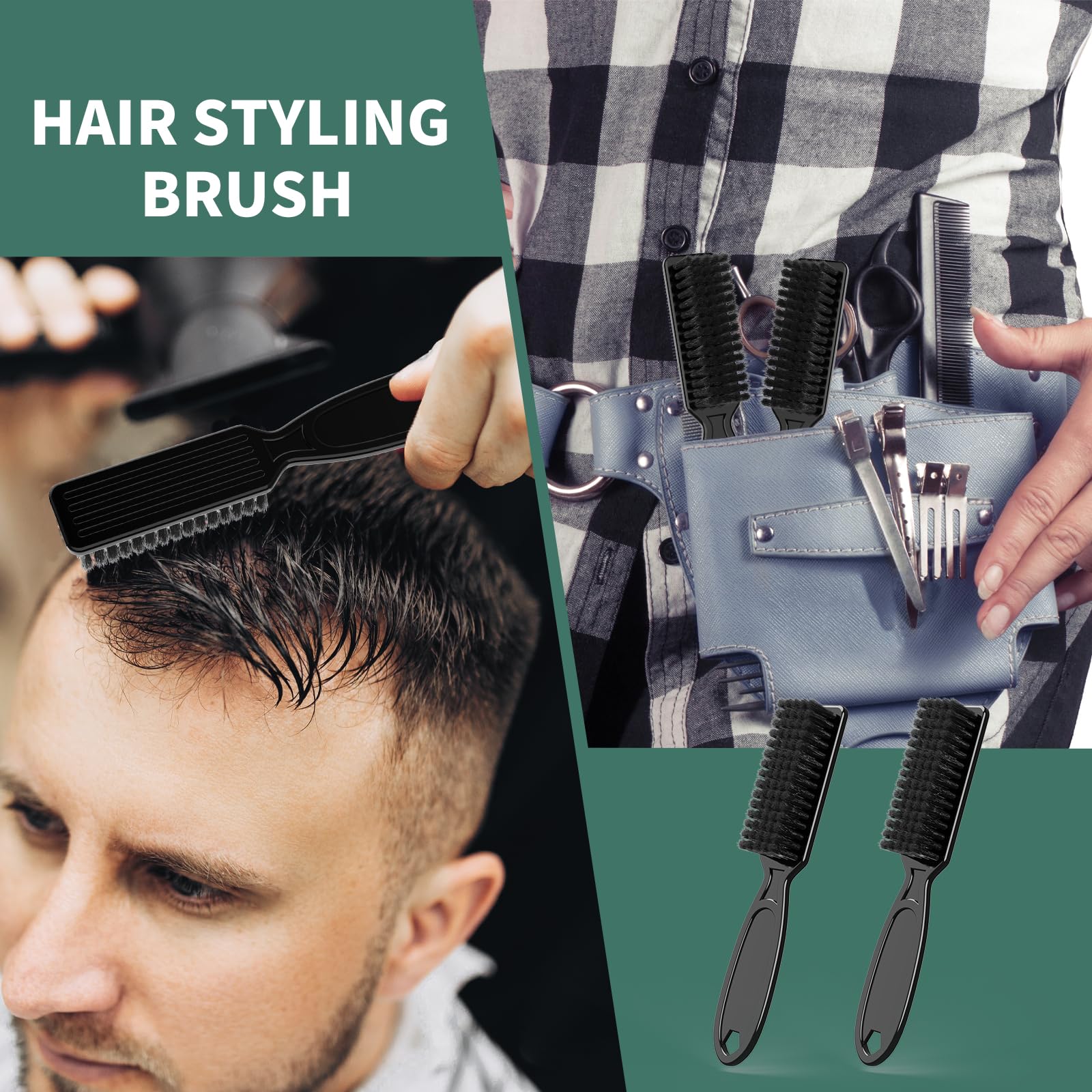 SQULIGT 6 Pcs Barber Clipper Brush Blade Trimmer Cleaning Brush Set Duster Manicure Nylon Brush Hair Styling Brush Tool (Black)