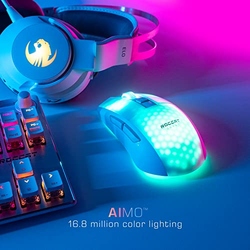 ROCCAT Burst Pro Air Lightweight Symmetrical Optical Wireless RGB Gaming Mouse with 19K DPI Optical Owl-Eye Sensor, Optical Switches, Titan Wheel, 81-Gram Weight β White