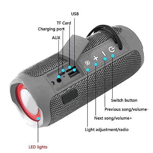 TGUCITESEN Portable Bluetooth Speaker Waterproof IPX4 Wireless Speaker,Good Bass, Shower, Kayak, Beach Accessories, Gifts for Men Women (Gray)
