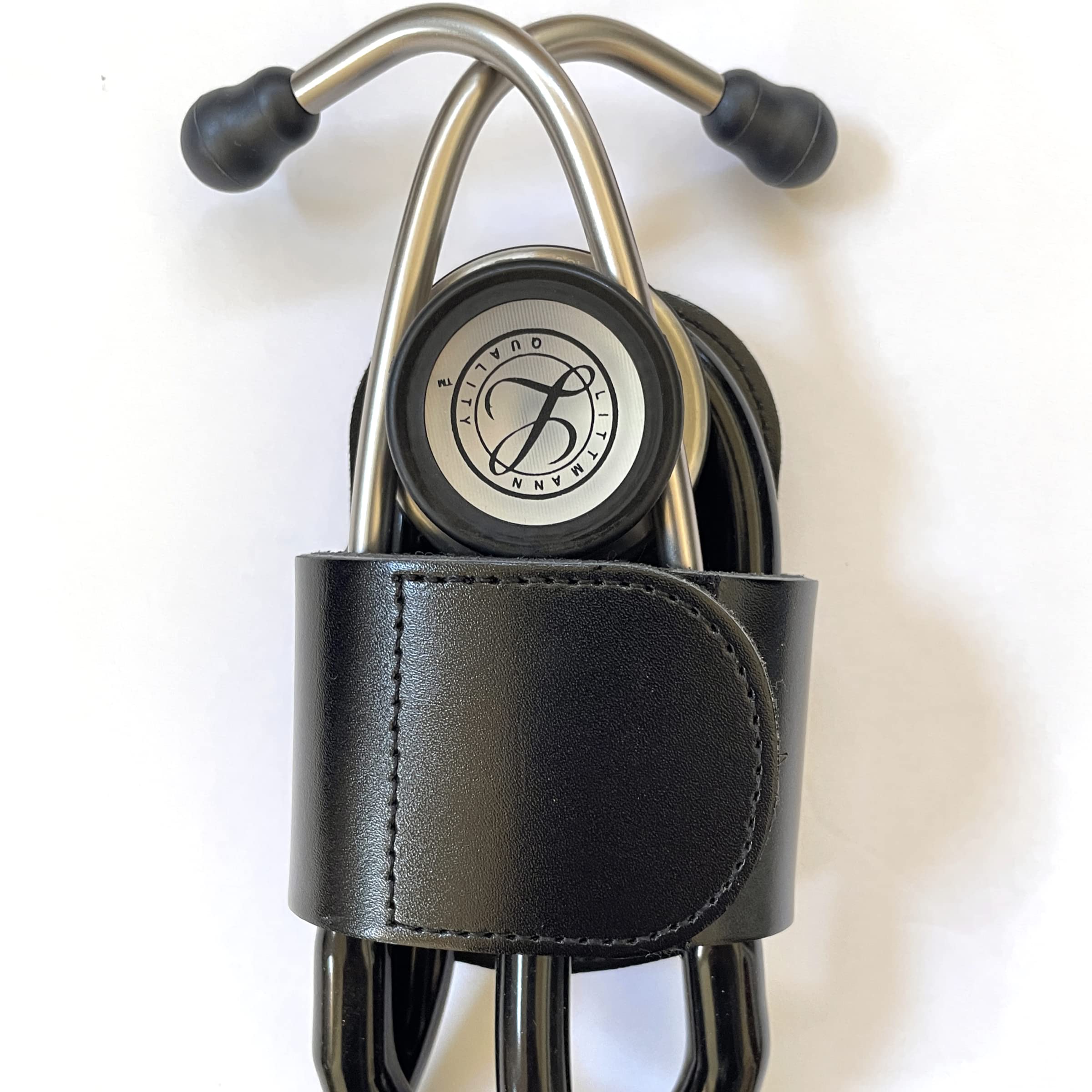 Stethoscope Holder with Velcro Closure and Padded Hip/Belt Clip (Pink) for Littmann - Genuine Leather Universal Stethoscope Holster