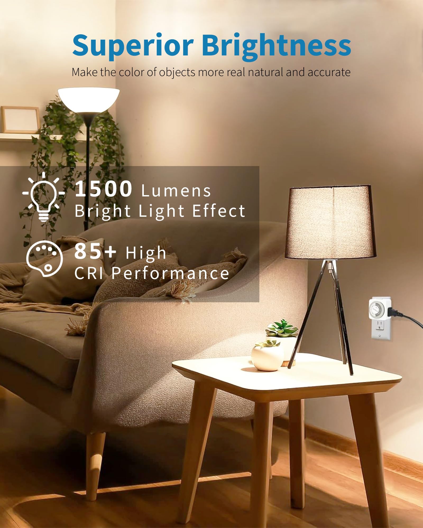 TJOY LED Light Bulbs, 100 Watt Equivalent A19, 5000K Daylight LED Bulbs, 15W Bright White Light Bulbs, Energy Saving Light Bulb with E26 Standard Base, 1500 Lumens Non Dimmable Lamp Bulb, 12 Pack