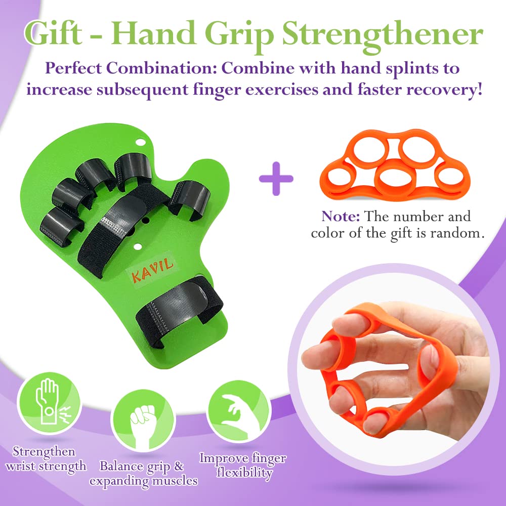 KAVIL Hand Brace Resting Hand Splint Finger Stroke Recovery Equipment Finger Straightener Extender Hand Therapy Equipment with Finger Support (Fit Right or Left Hand)