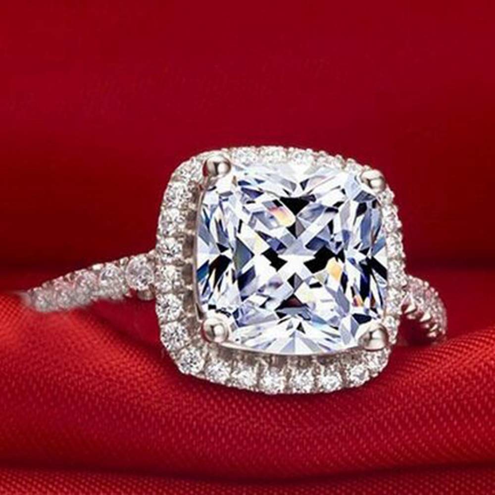 Jude Jewelers Platinum Plated 4 Carat Princess Cut CZ Simulated Diamond Wedding Engagement Proposal Ring (Silver, 7)