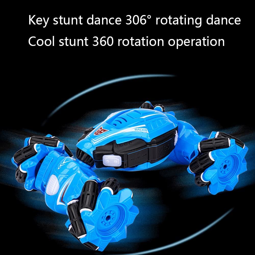 RC Stunt Car, 4WD 2.4GHz Remote Control Car Deformable All-Terrain Off Road Car, 360 Degree Flips Double Sided Rotating Race Car with Gesture Sensor Watch Lights Music for Kids (Red) S96