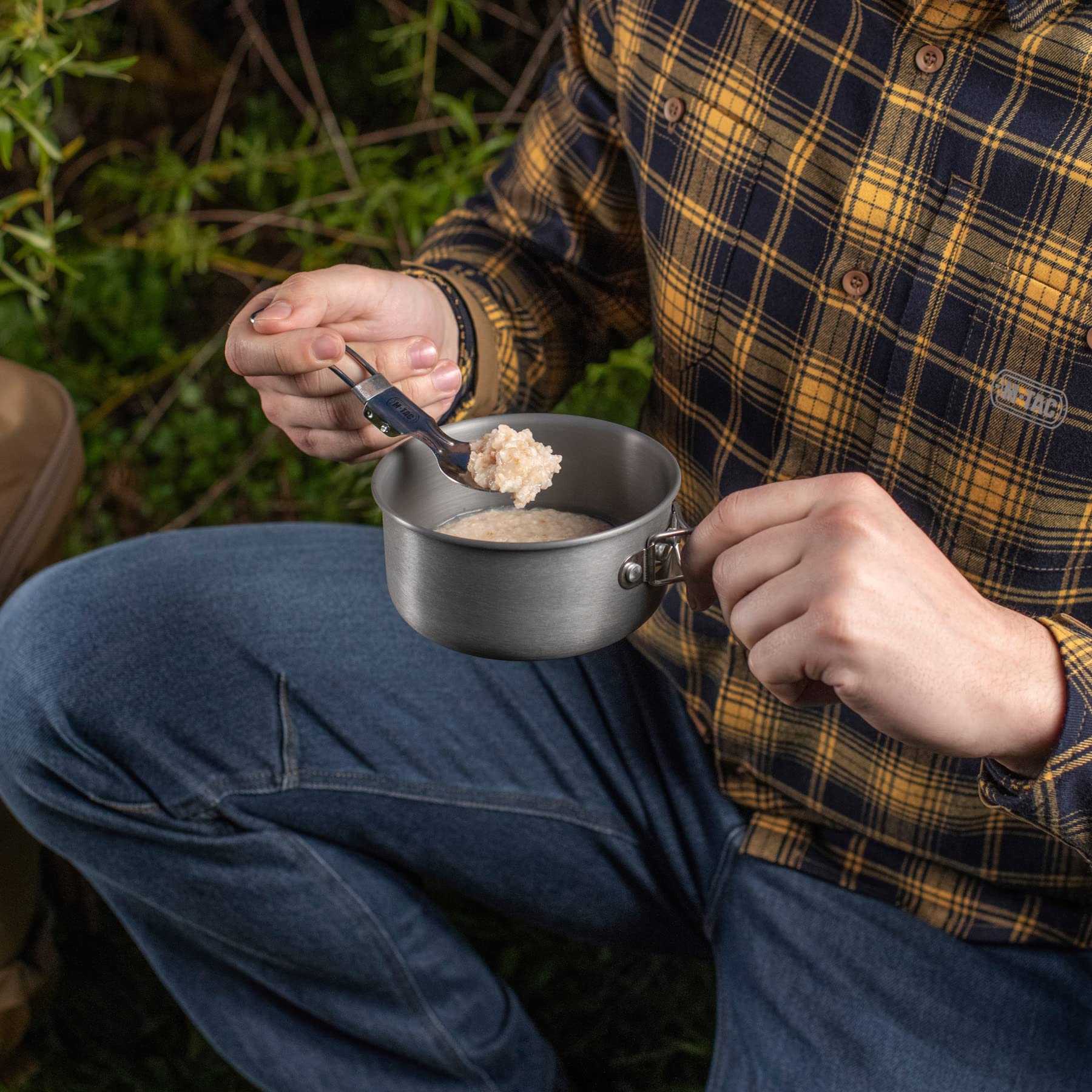 M-Tac Camping Dish Set 2 PCS - Pan and Pot with Heat Exchanger - Outdoor Compact Cookware Kit Gear for Backpacking Travel Hiking Picnic (Heat Exchanger)