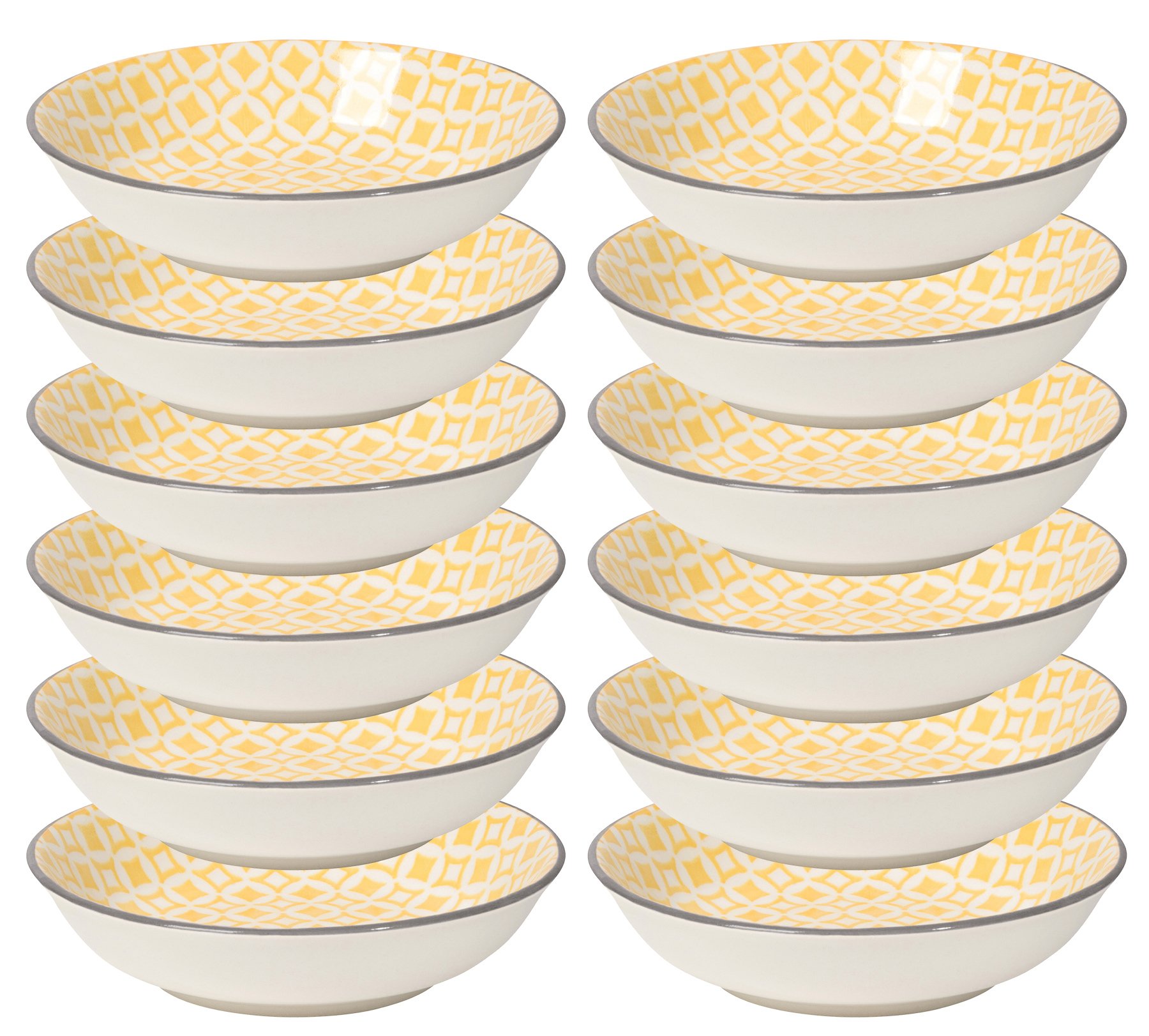 Now Designs Diamonds Dip Bowls (Set of 12), White/Yellow