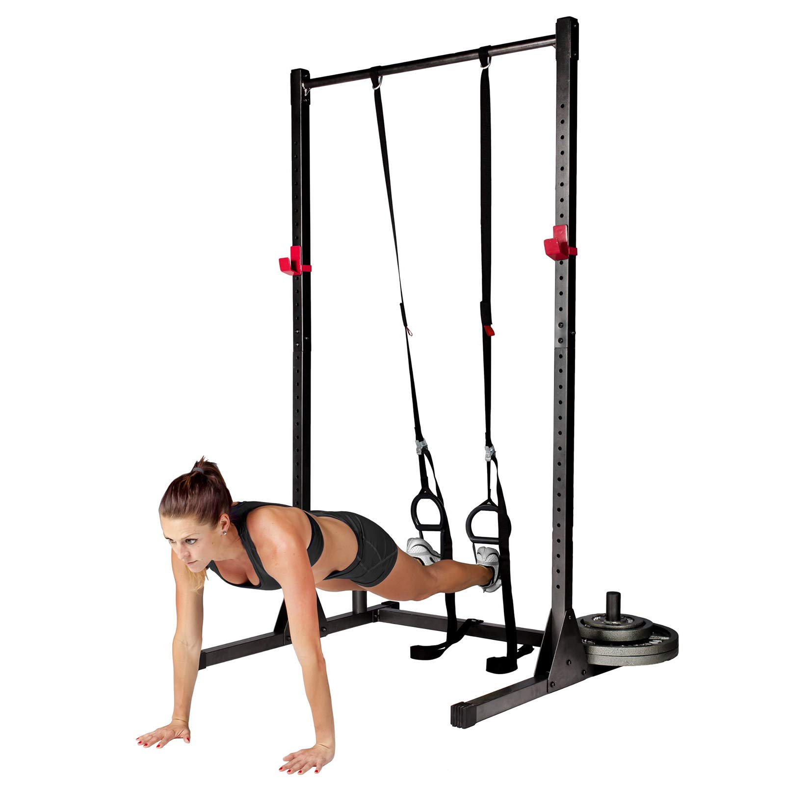 MENCIRO Power Rack 500LB Max Load Adjustable Power Cage Squat Rack Stand with J-Hooks for Home Gym Full Body Multi-Function Fitness Workout