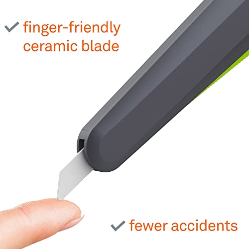 Slice 10563 Auto-Retractable Squeeze-Trigger Utility Knife, Safer Choice, Never Rusts, Lasts 11x Longer Than Metal, Finger Friendly Ceramic Blade, 1 Pack