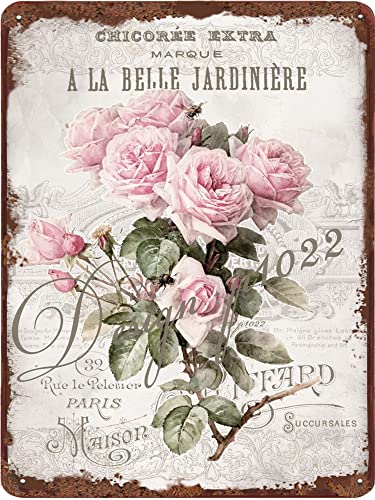 Thankful & Blessed Rose Metal Tin Sign Floral Vintage Tin Sign Wall Hanging Decoration Holiday Birthday Valentine's Christmas Wall & Tabletop Decor Plaque Sign Home Porch Decorations Cf-04 5.5x8 Inch
