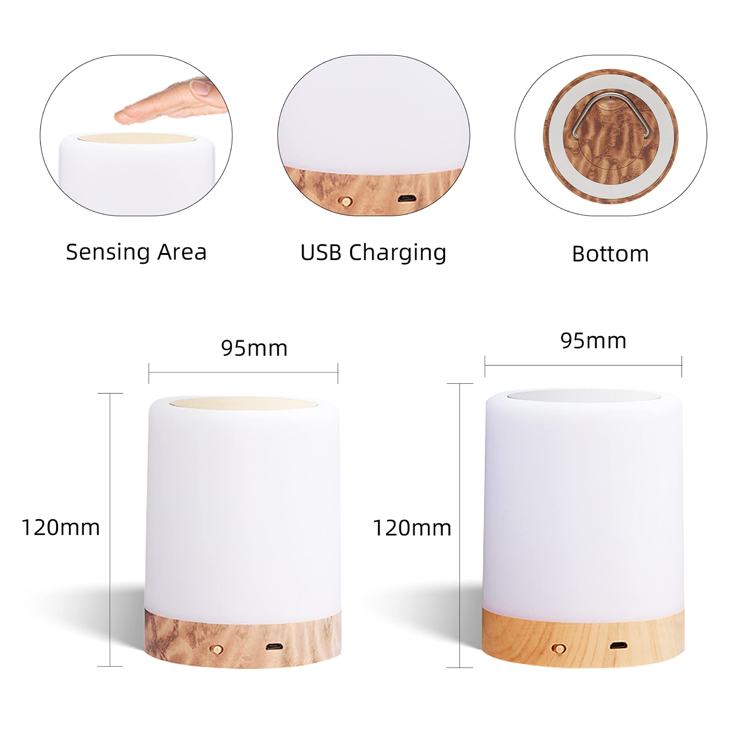 TLAOTNIY Night Light Touch Sensor Lamp,Soft Eye Bedside Table Lamp, Dimmable Warm White Light & 13 Color Changing RGB for Kids Bedroom/Room/Dorm (120mm-Silver)