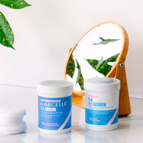 Marcelle Gentle Eye Make-Up Remover Pads, Sensitive Eyes, Waterproof Makeup Removal, Hypoallergenic, Fragrance-Free, Paraben-Free, Alcohol-Free, Cruelty-Free, 85 Pads