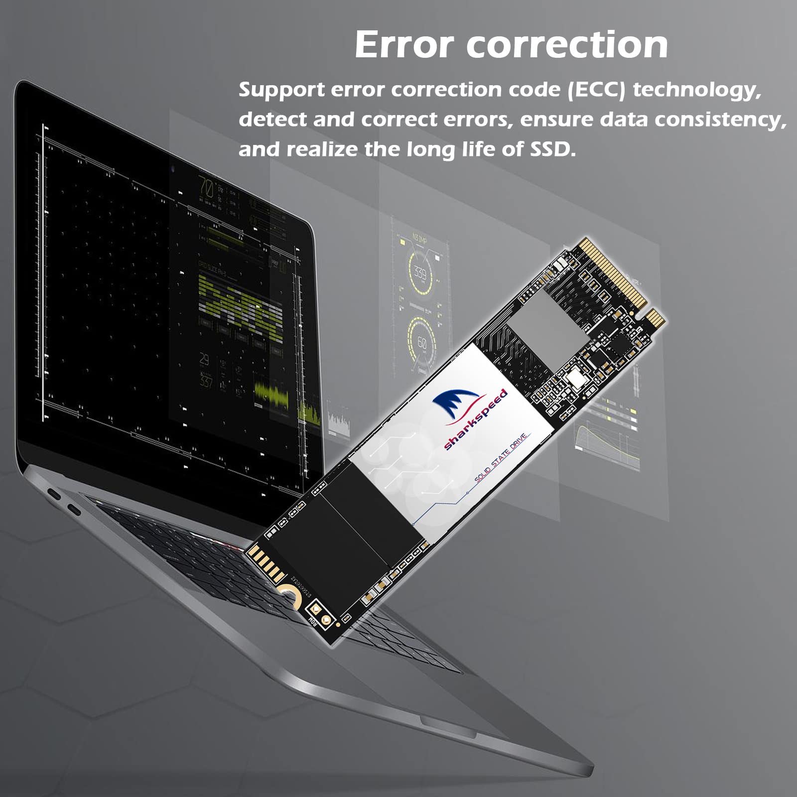 SSD 1TB NVMe M.2 2280 SHARKSPEED Plus for PS5 PCIe Gen 4 Internal Solid State Hard Drive, TLC, Storage for PC, Laptops, Gaming, Speeds of up to 5,500MB/s (1TB, M.2 PCIe)