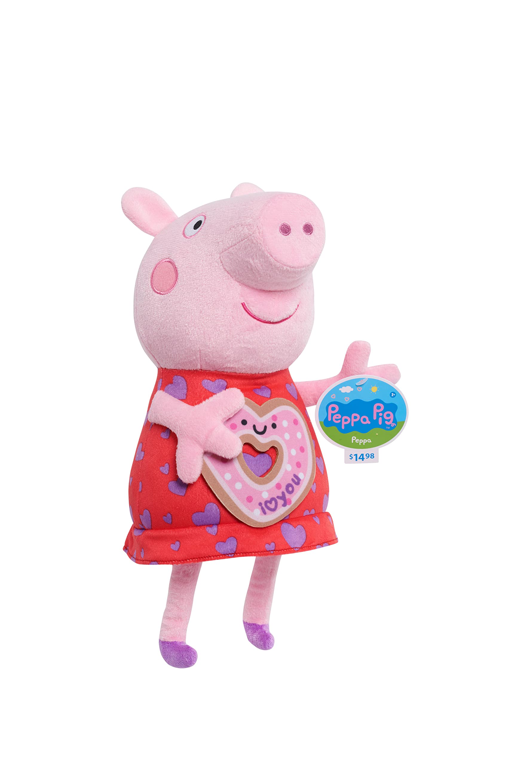 Peppa Pig Large Valentine’s Plush Stuffed Animal, Kids Toys for Ages 2 Up by Just Play