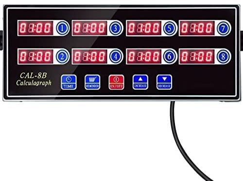 Professional Commercial 8 Channels Digital Kitchen Timer Loud Alarm for Restaurant Kitchen, Black