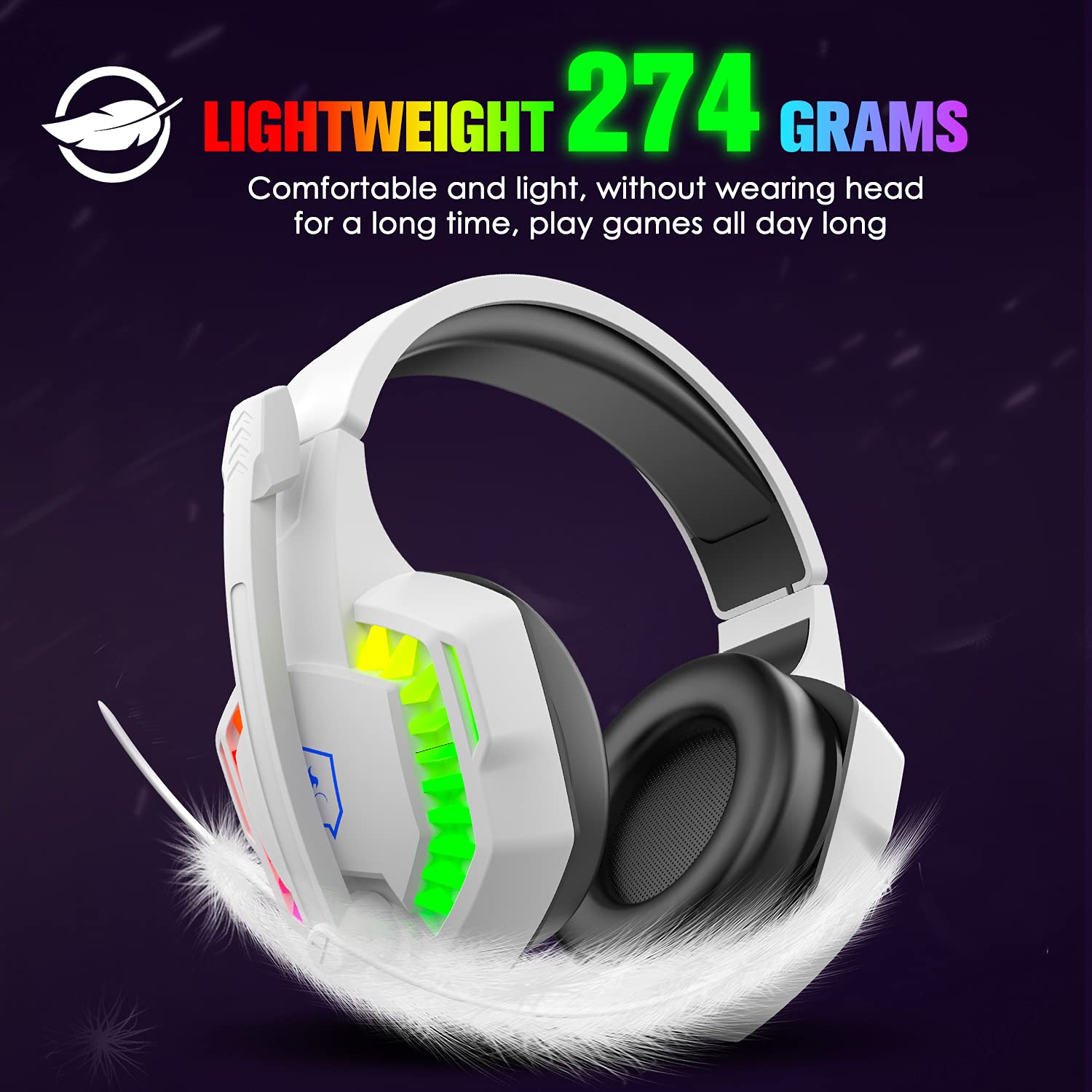 MANBASNAKE Gaming Headset for PS4 PC Xbox One PS5 Controller,Noise Cancelling Over Ear Headphones with Adjustable Mic,Breathing RGB Light,Bass Surround,Soft Memory Earmuffs for Laptop Mac Games(Black)