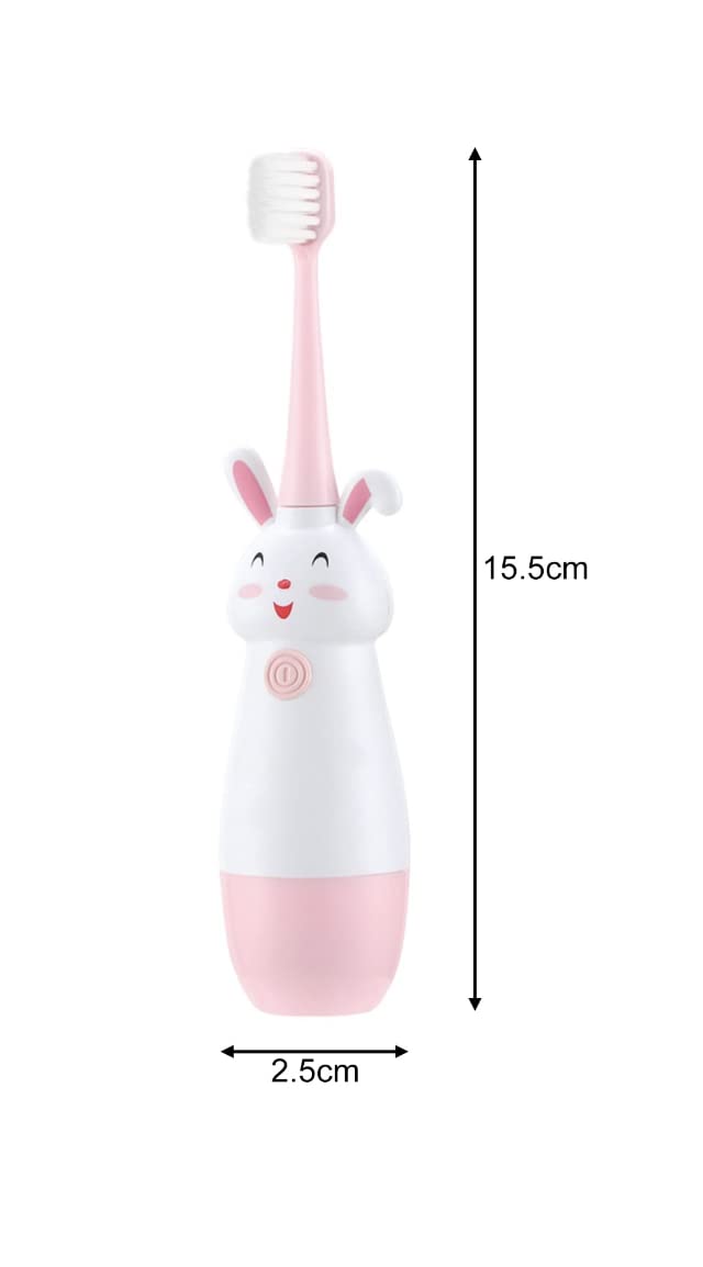Soft Bristles Vibration Electric Toothbrush 2023 IPX5 Waterproof Rabbit Shape Funny Kids Toothbrush Oral Care Includes 3 Brush Heads and Battery