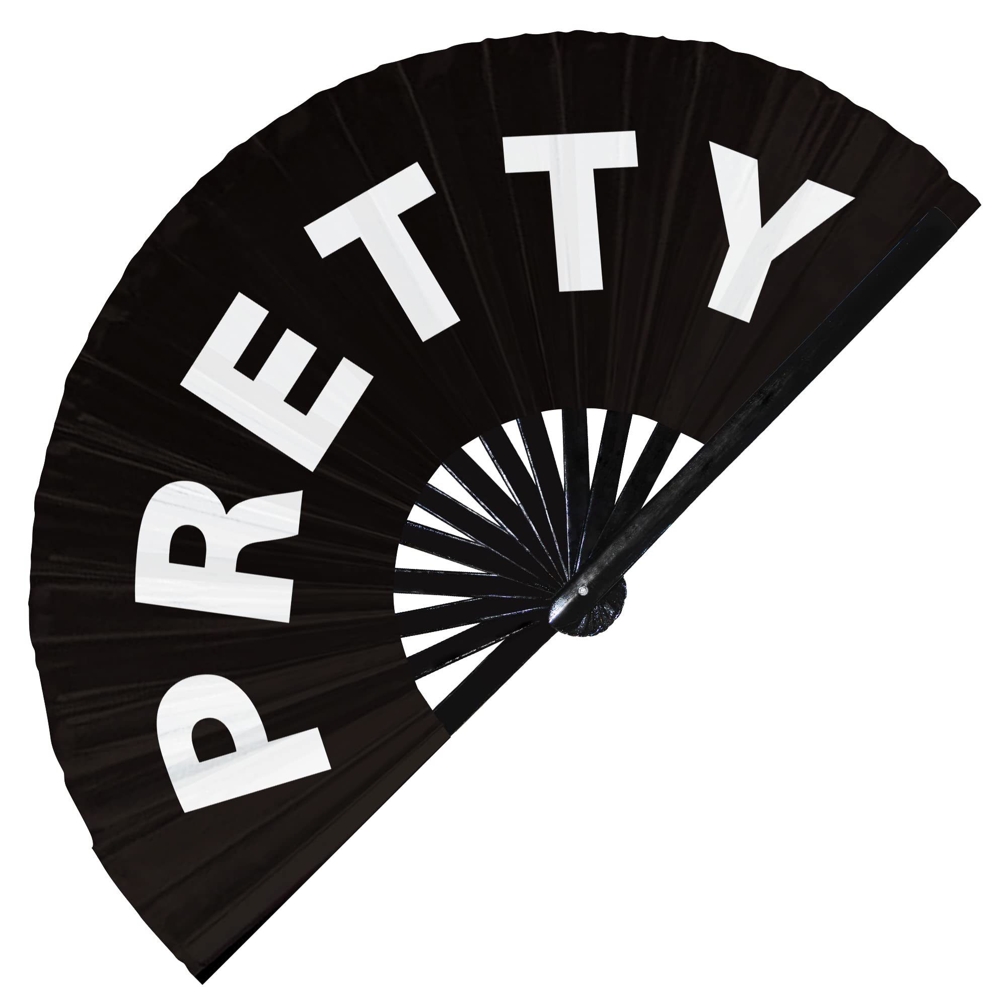 Pretty hand fan foldable bamboo circuit hand fan funny gag slang words expressions statement gifts Festival accessories Rave handheld Circuit event fan Clack fans (Black)