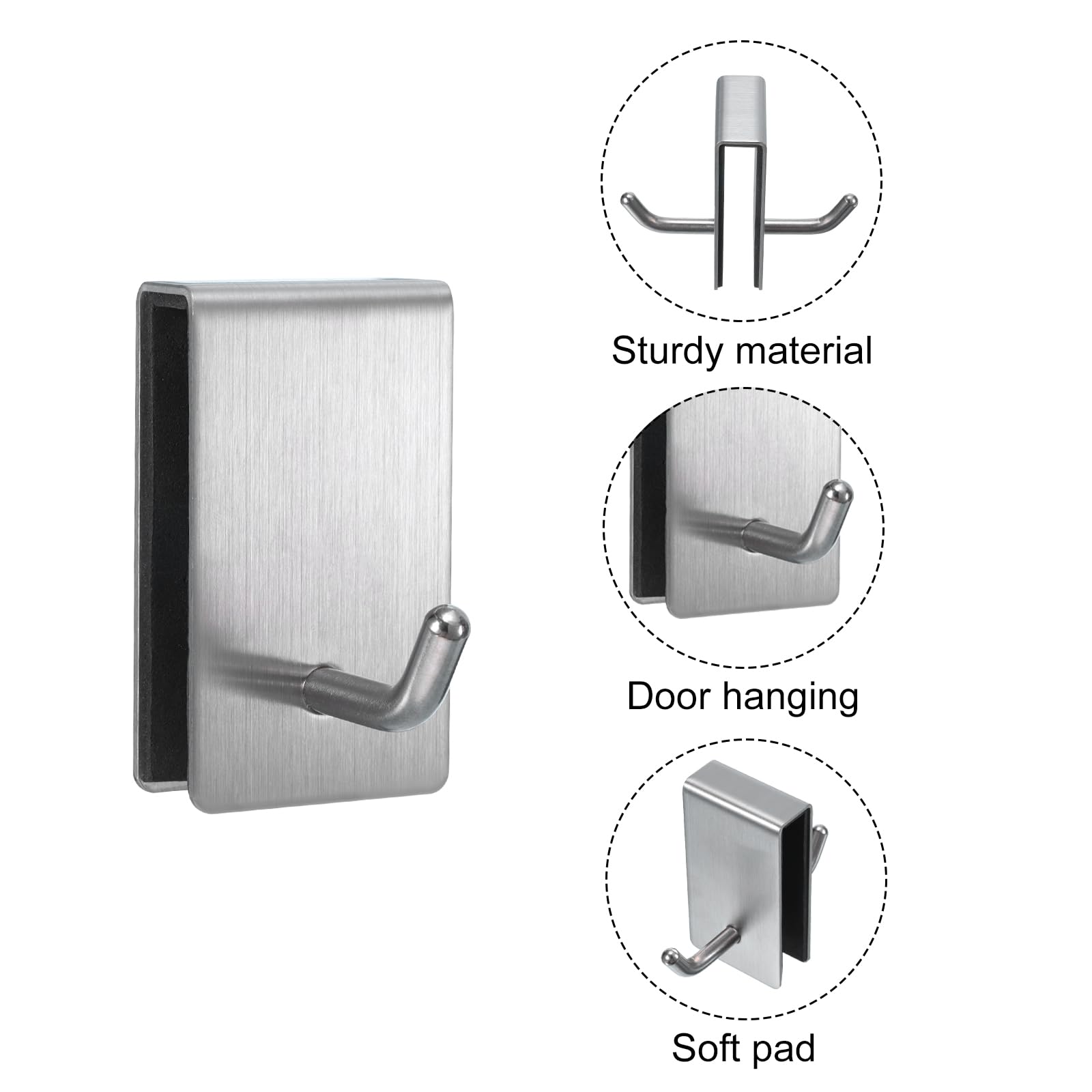 uxcell 4 Pack Shower Door Hook, Double Sided Shower Towel Hooks Over Door Hook for Bathroom Glass Shower Door
