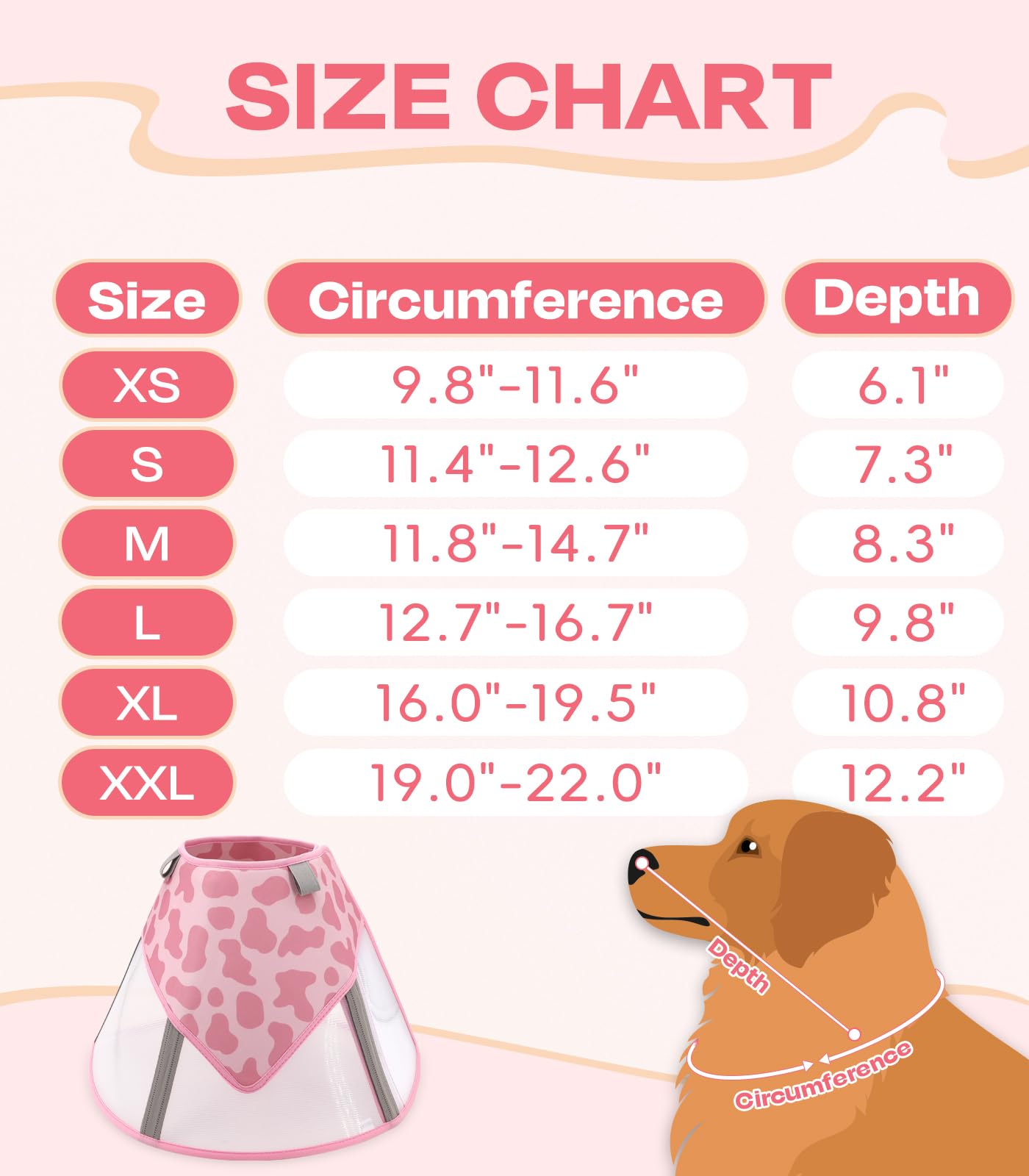 Soft Dog Cone Collar, Breathable Dog Cones for Large Medium Small Dogs, Comfortable Elizabethan Collar for Dogs After Surgery, Adjustable Dog Recovery E-Collars to Stop Licking