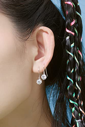 Rockher Sparkle in Elegance with .925 Sterling Silver 2 Cttw Round Cubic Zirconia Tiara Stud Earrings with 9 Prongs Round Brilliant