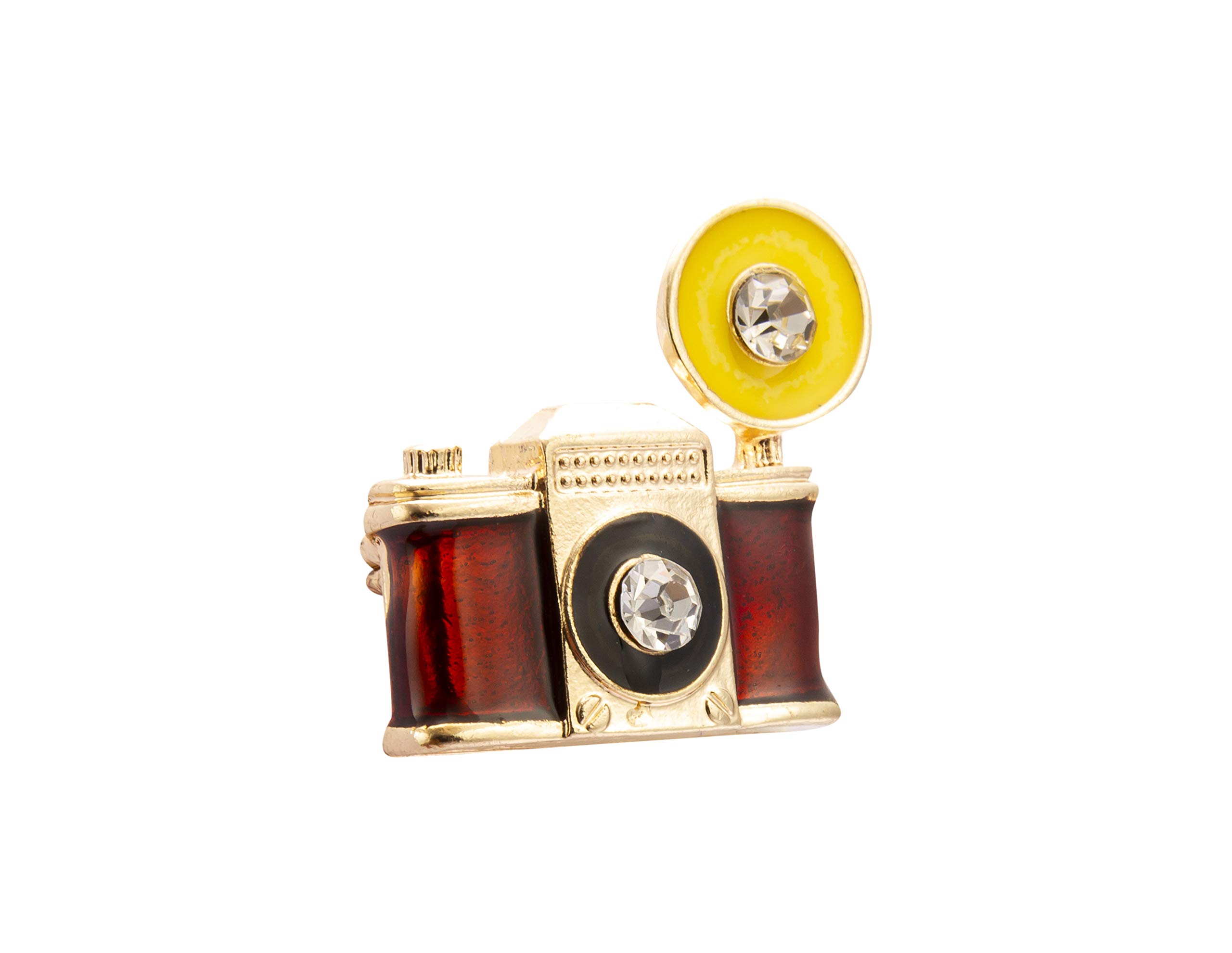 Knighthood Brooch Pin Retro Camera with Flash Bulb Photographers Lapel Pin Badge Coat Suit Jacket Wedding Gift Party Shirt Collar Lapel Pin Accessories for Men Women