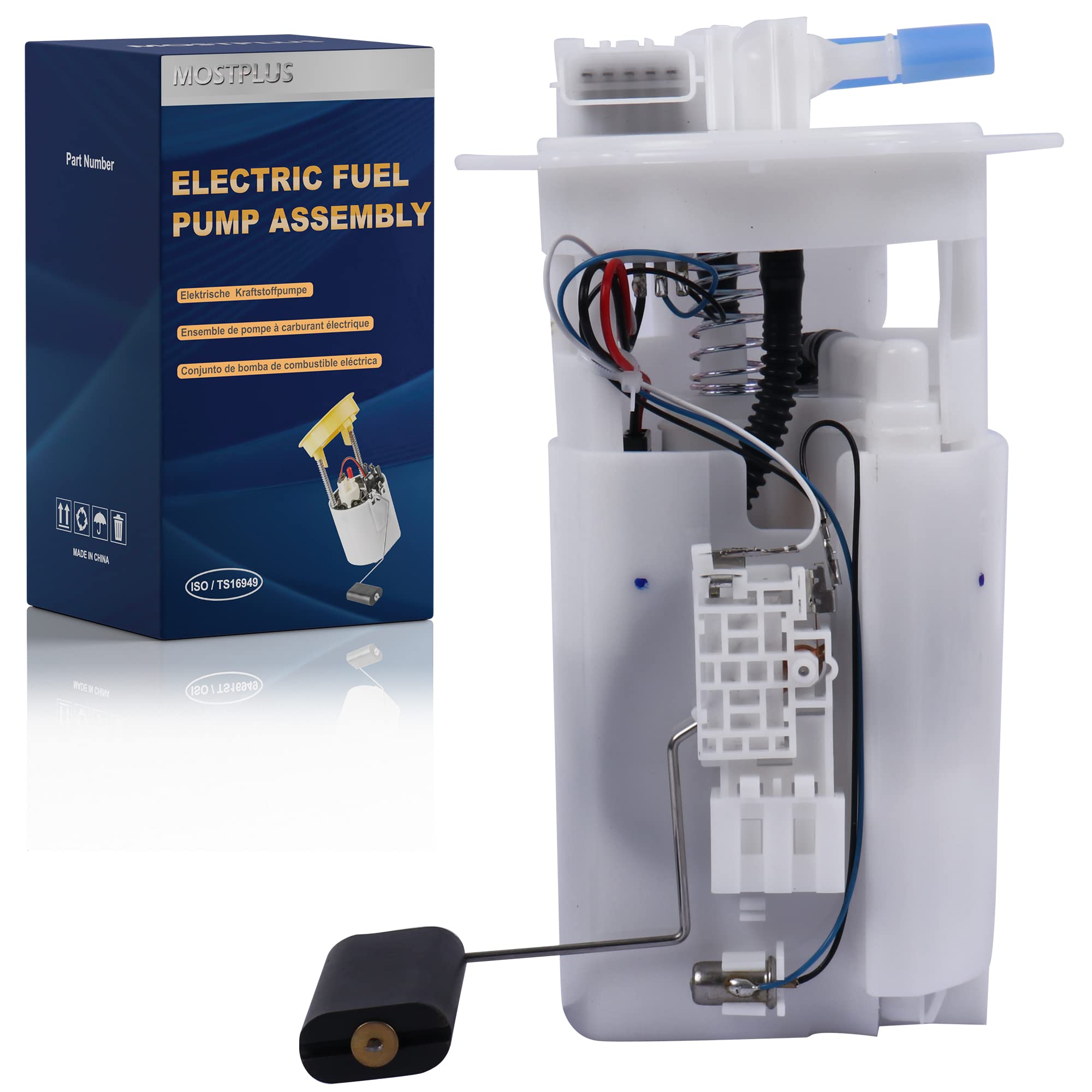 MOSTPLUS Fuel Pump Assembly w/Sending Unit Compatible with 2000-2006 Nissan Sentra L4 1.8L 2.0L 2.5L Replace 17040-8U002 E9184M (w/ 2 Tube Ports)