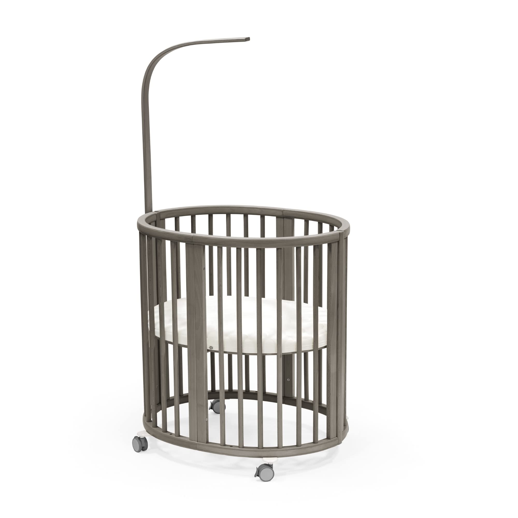 Stokke Sleepi Mini Bundle, Hazy Grey - Includes Crib/Bed, Mattress & Drape Rod - Suitable for Ages 0-5 Years Old - Adjustable & Stylish