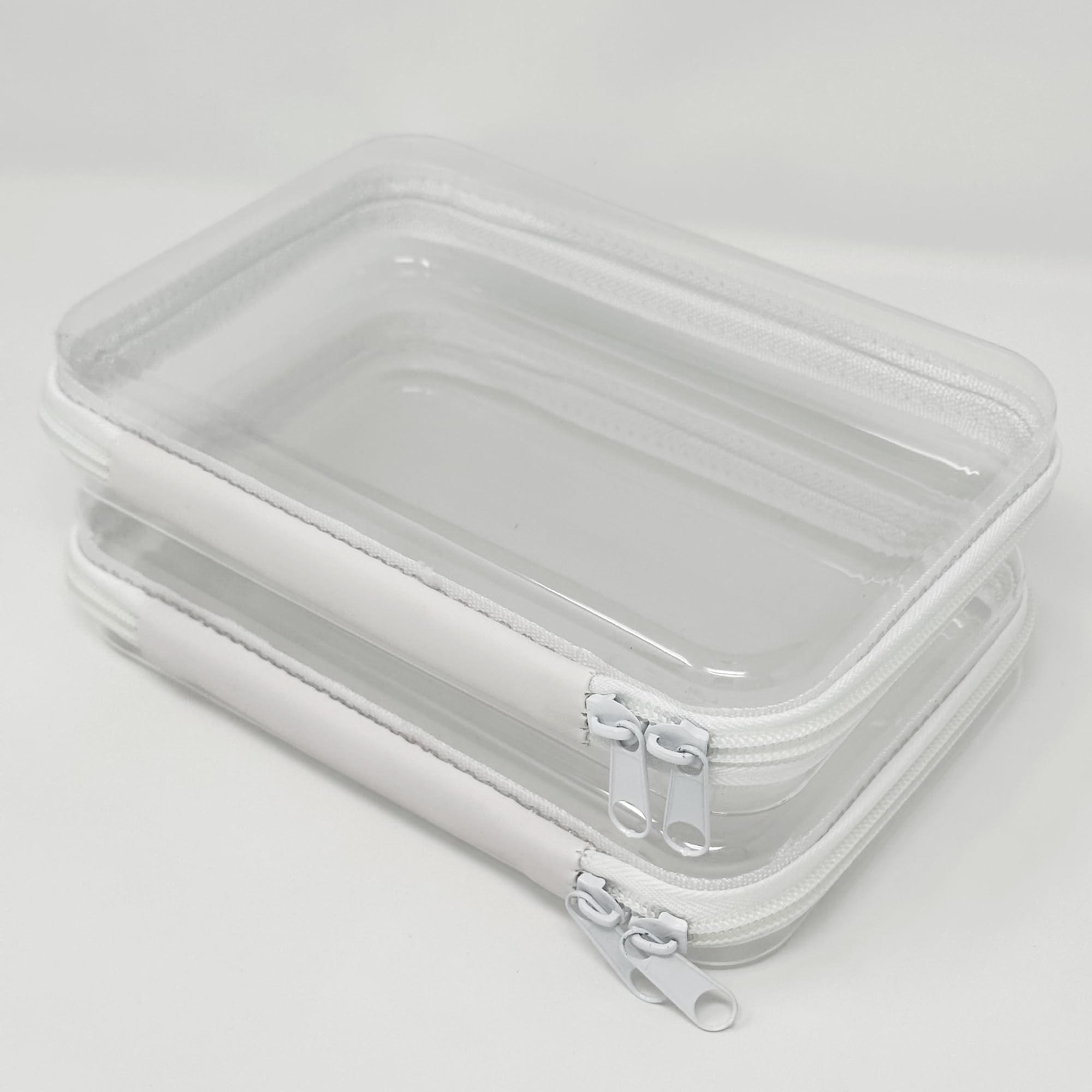 Zip Bins Clear Storage Bins for Home Organization | Stackable Hard Shell Zipper Case to Organize Playroom Toy Bin | Zippered Hard Pouch Container TSA Approved Toiletry Bag Travel Bags for Toiletries