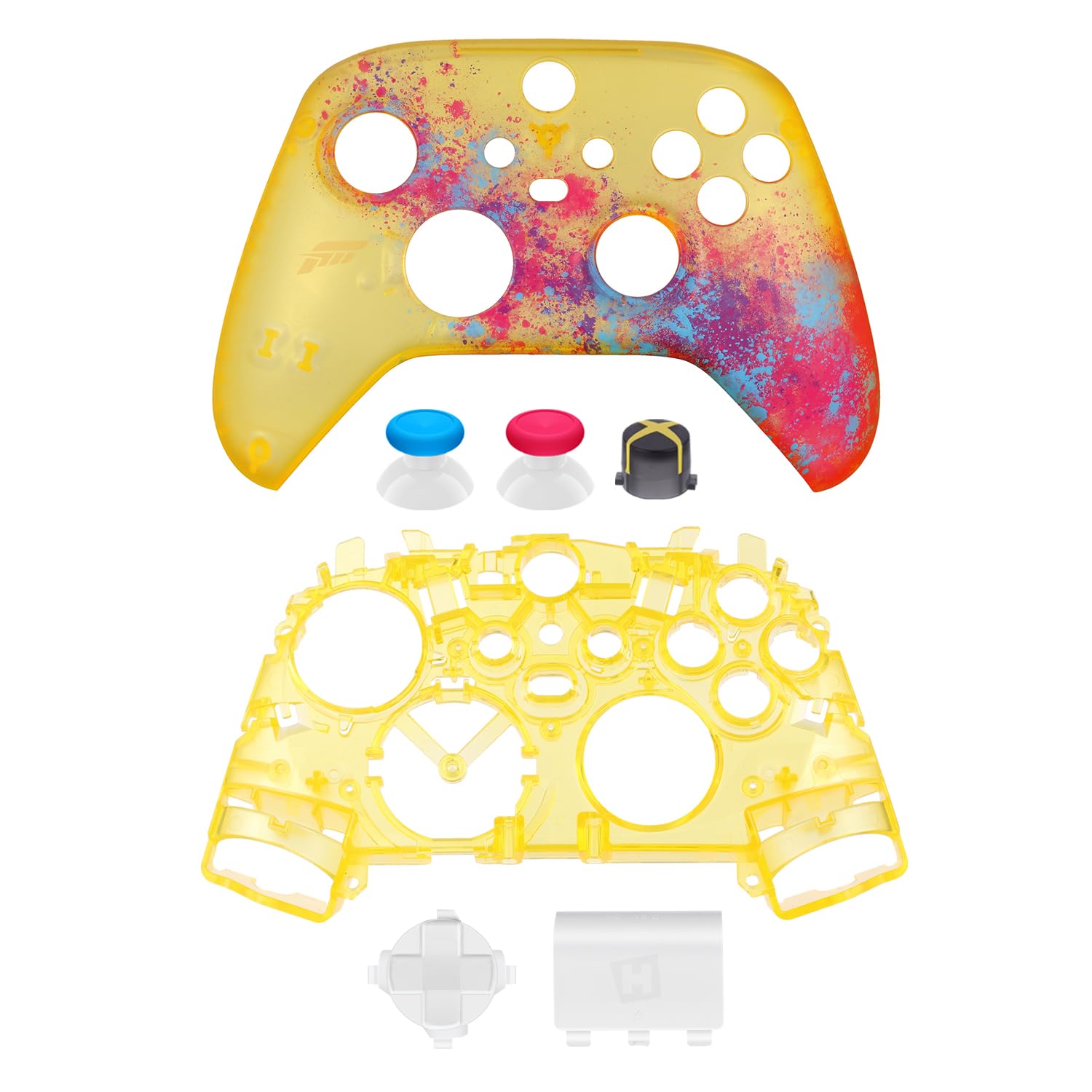 Replacement Faceplate Parts OEM Front Housing Shell Cover DIY Accessories Kit with Battery Back Cover Lid for Xbox Core Series X S Controller (Halo Infinite Limited Edition)