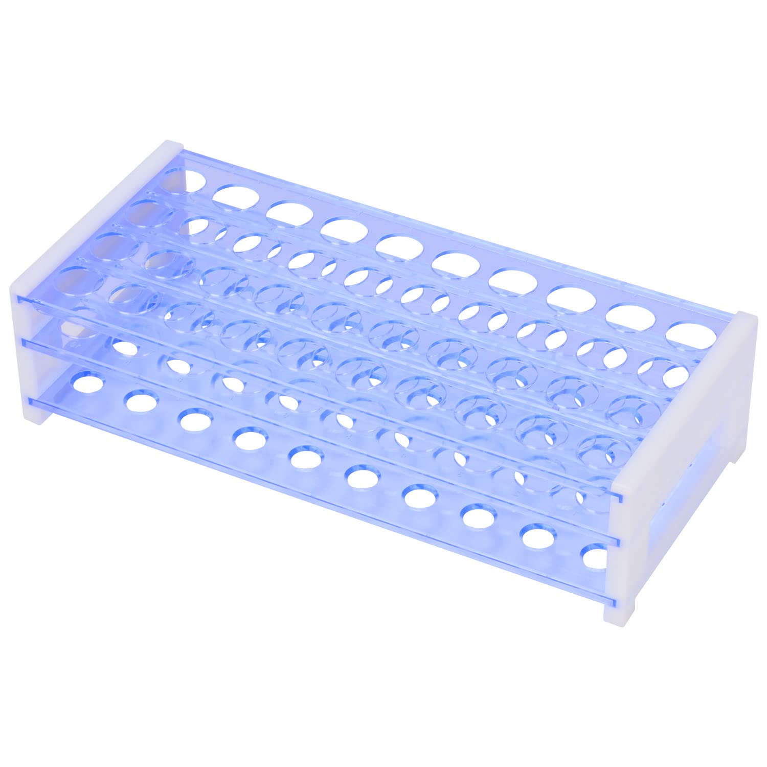 stonylab Test Tube Rack, 3-Tier Detachable Blue Plastic Test Tube Rack Tube Holder Stand Rack for Laboratory Scientific Experiments, 45/64 inch 40-Place