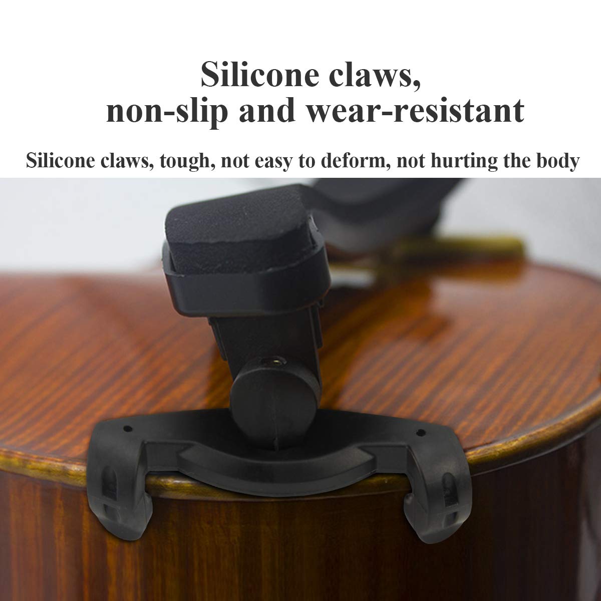 Leadrise Violin Shoulder Rest for 4/4-3/4 size, with Collapsible and Height Adjustable Feet Comfortable Foam Pad Including A Practice Mute and Violin Rosin - Black