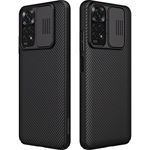 XiaoMi RedMi Note 11 (4G) Case with Camera Cover,Slim Fit Thin Polycarbonate Protective Shockproof Cover with Slide Camera Cover, Upgraded Case for XiaoMi RedMi Note 11 (4G) (Black)