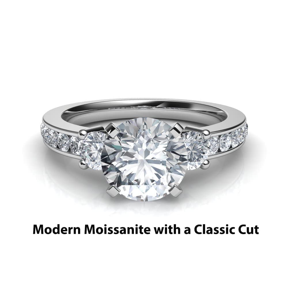 PREVELI 1Ct Simulated Diamond Moissanite ENGAGEMENT RING & WEDDING BAND BRIDAL SET in Platinum Plated Silver | Size 6 US