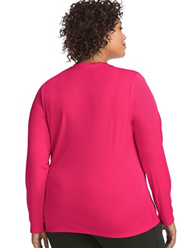 Just My Size Women's Plus Size Active Long Sleeve Cool Dri V-Neck Tee, Black, 5X