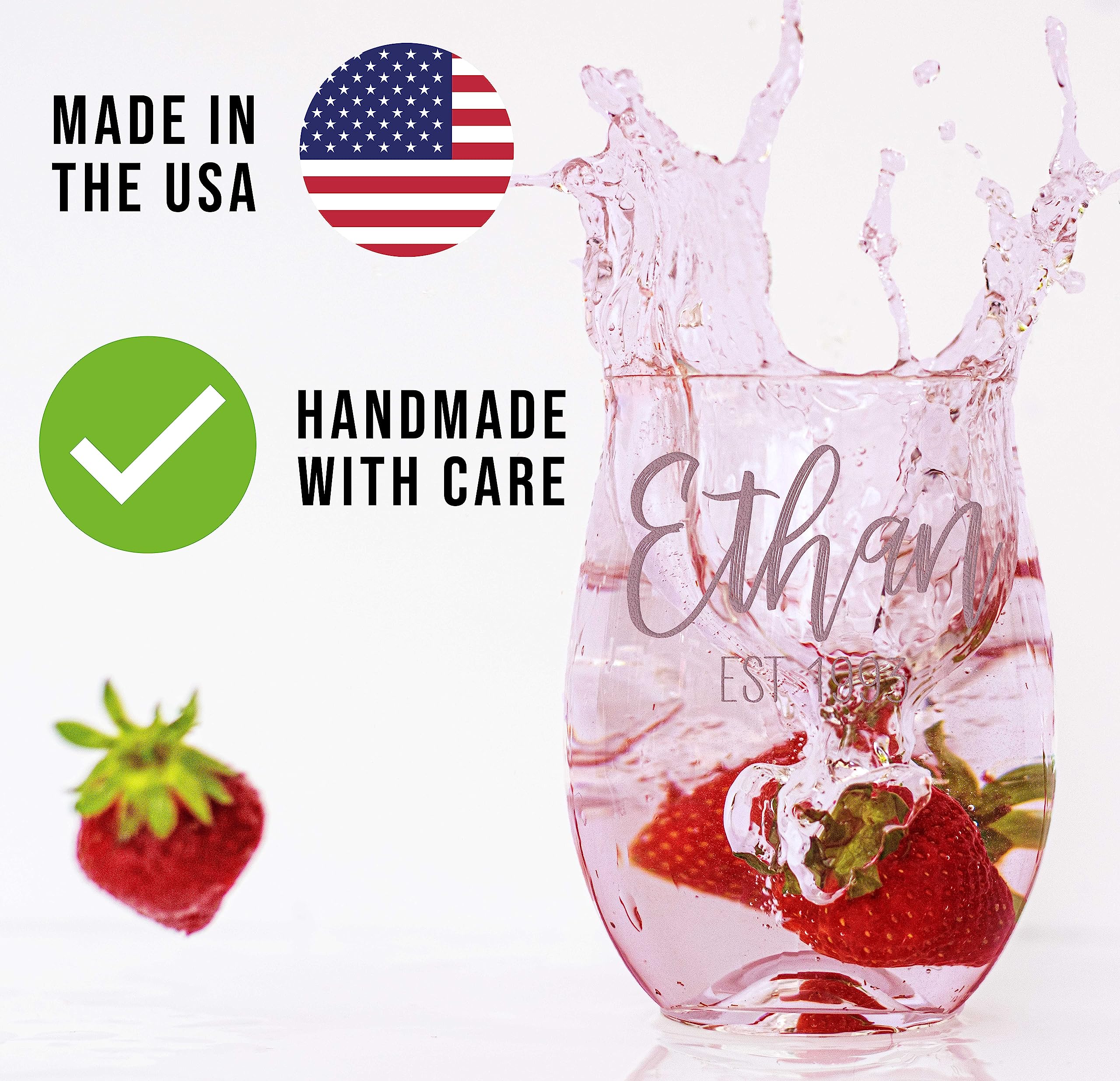 Personalized Etched Monogram 17oz Stemless Wine Glass - Wine Gifts for Women, Customized Engraved Wedding Gifts, Unique Mother's Day Gift, Bridesmaid, Customizable Birthday Wine Tumbler, Caldwell