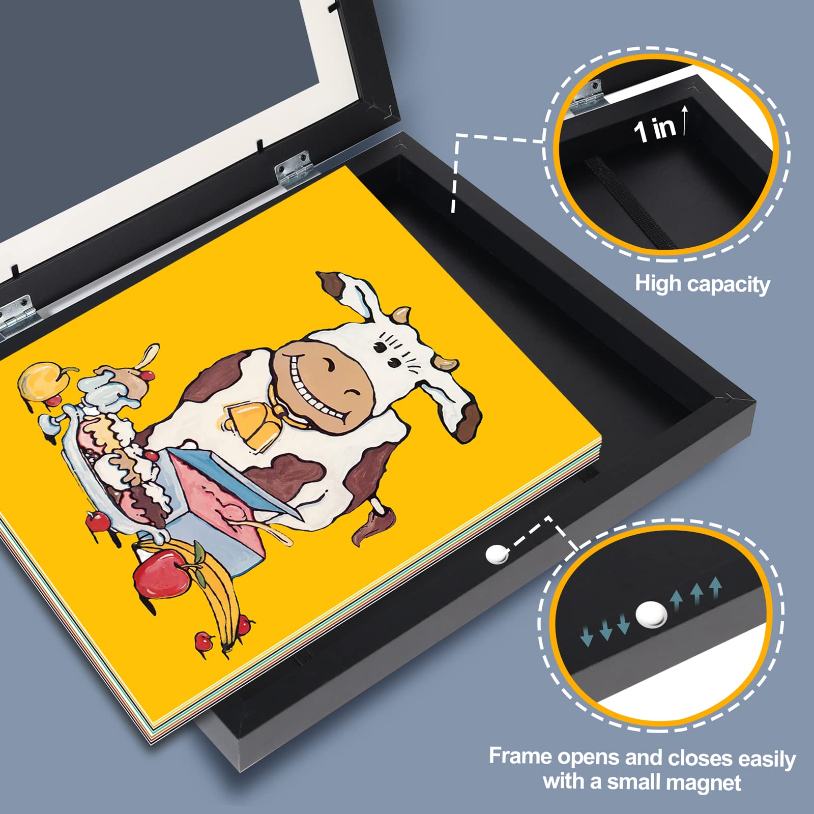 LaVie Home [2-Pack] Kids Art Frames, 10x12.5 Kids Artwork Picture Frame White Frame - Displays 8.5x11 With Mat and 10x12.5 Without Mat - Composite Wood with Tempered Glass - Wall Mount, Artwork Frame
