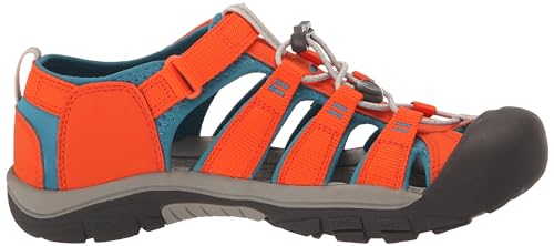 KEEN Newport H2 Closed Toe Water Sandals, Safety Orange/Fjord Blue, 8 US Unisex little kid