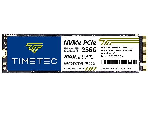 Timetec 256GB SSD NVMe PCIe Gen3x4 8Gb/s M.2 2280 3D NAND High Performance SLC Cache Read/Write Speed Up to 2,000/1,600 MB/s Internal Solid State Drive for PC Laptop and Desktop (256GB)