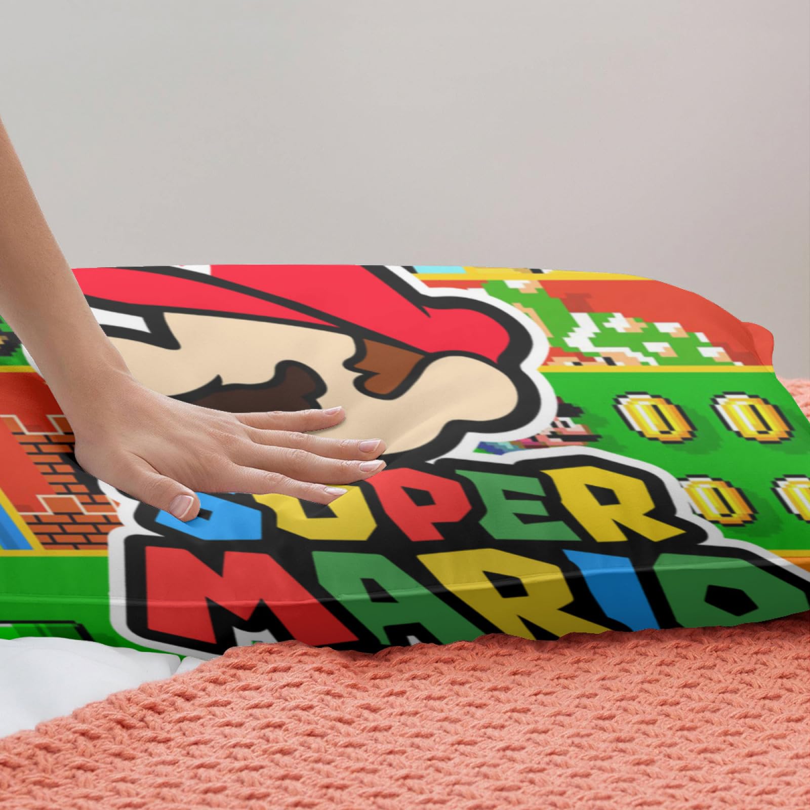 Lirac Mario Cartoon Comforter Twin Size Bedding Set for Grils Boys Teens 3 Piece Included 1 Comforter 2 Pillowcases Printed Duvet Set for All Season